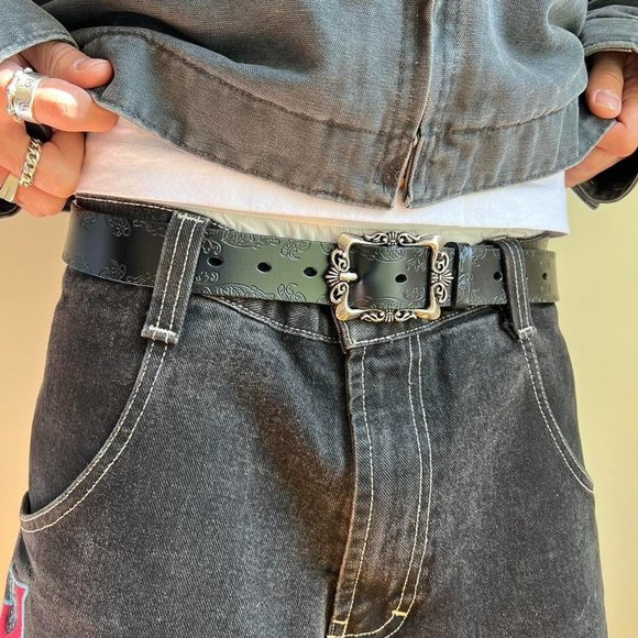 Accessories | Vintage Style Black American Western Floral Design Belt ...